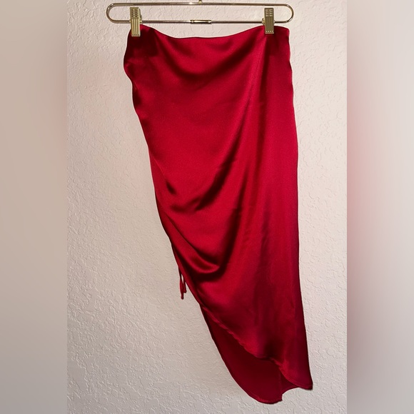 Garage | Skirts | Nwt Garage Red Drawstring Side Ruched Asymmetric Red ...